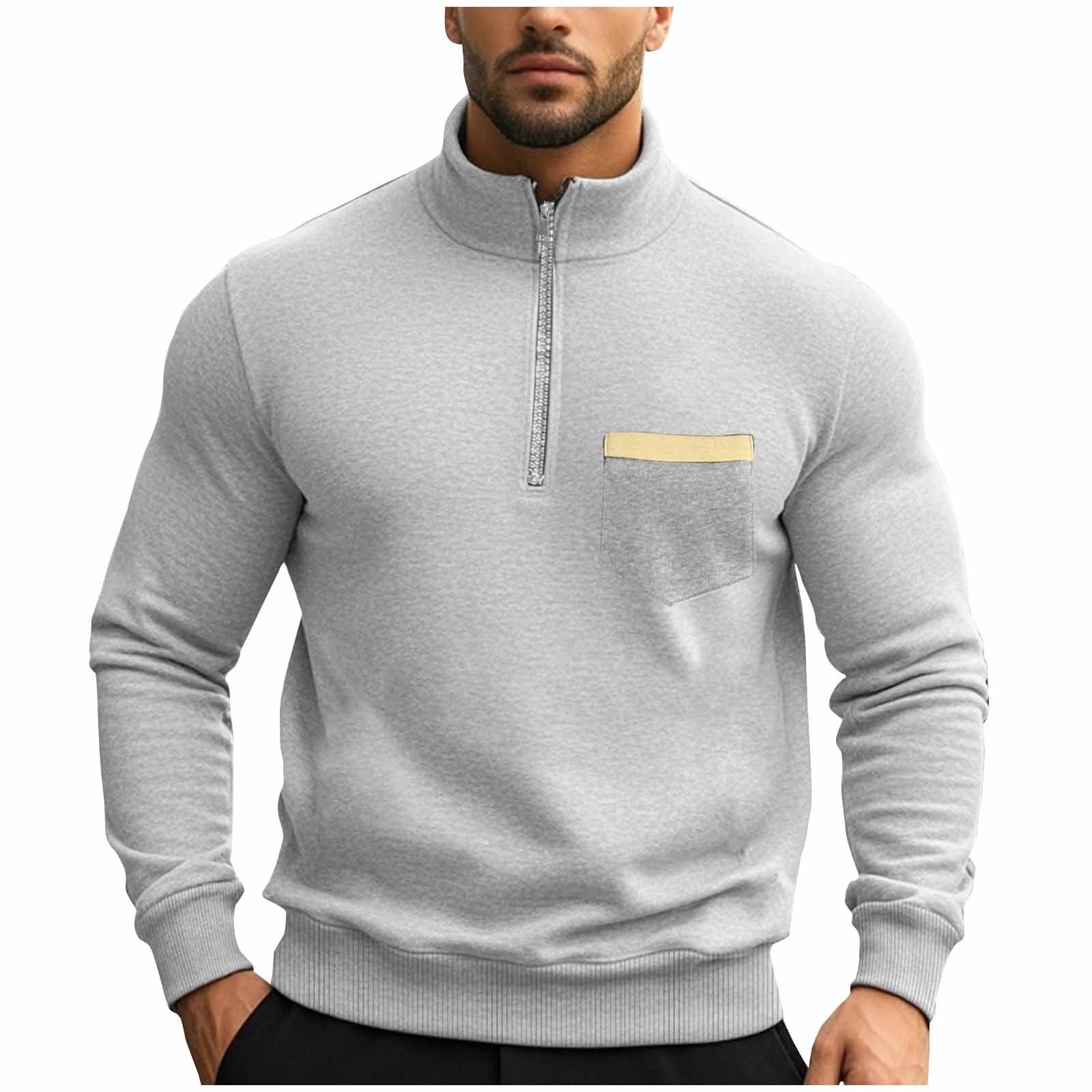 biudgviw Men's Quarter Zip Sweatshirt Warm Mock Neck Fleece Sweatshirts ...