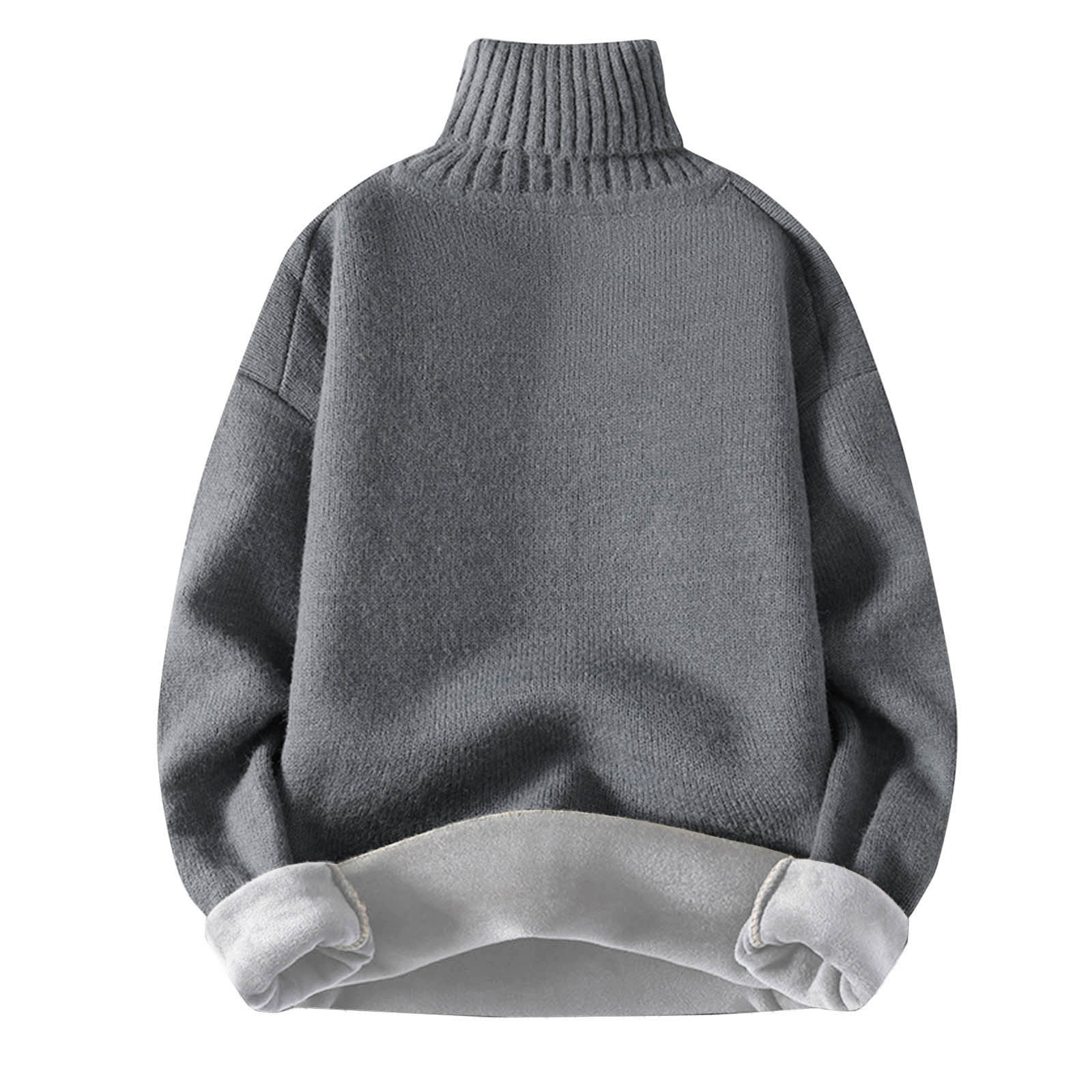 biudgviw Men's Sweaters Winter Fall Warm Fleece Long Sleeve Oversized ...