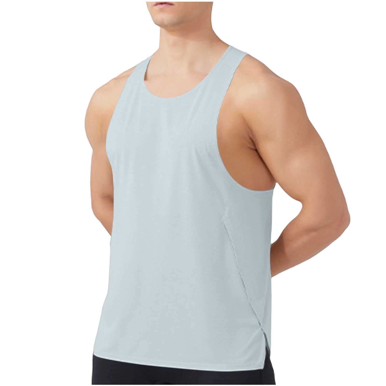 biudgviw Men's Workout Tank Tops Quick Dry Sleeveless Muscle Shirt Side ...