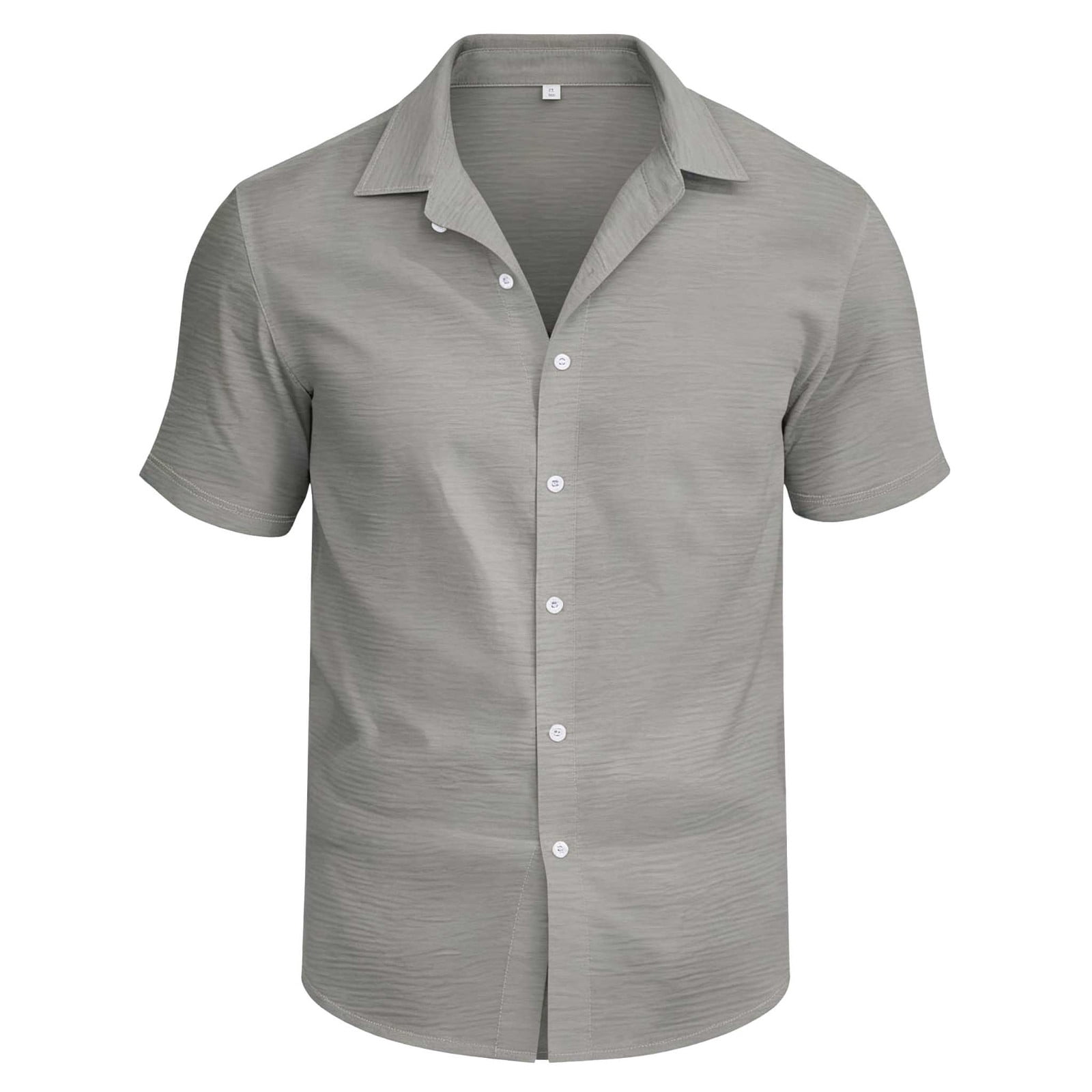 biudgviw Mens Button Down Shirt Turndown Collar Short Sleeve Tops ...