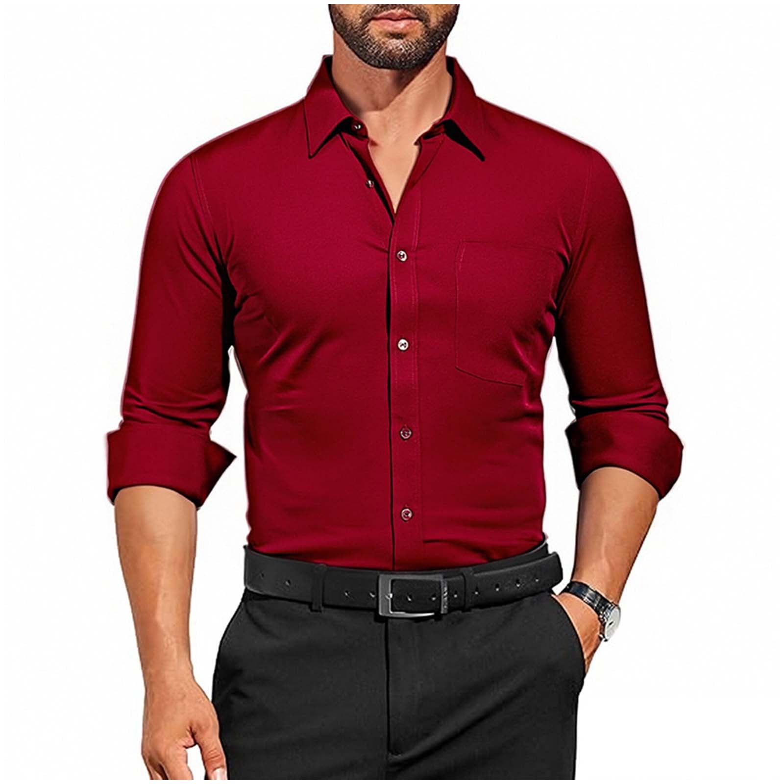 biudgviw Mens Dress Shirts Long Sleeve Button Down Shirts Business ...