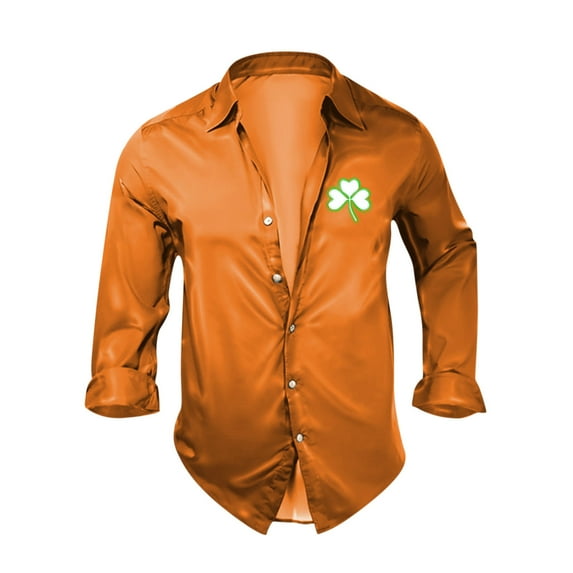 biudgviw Mens St Patrick's Button Down Shirts Print Long Sleeve Casual ...