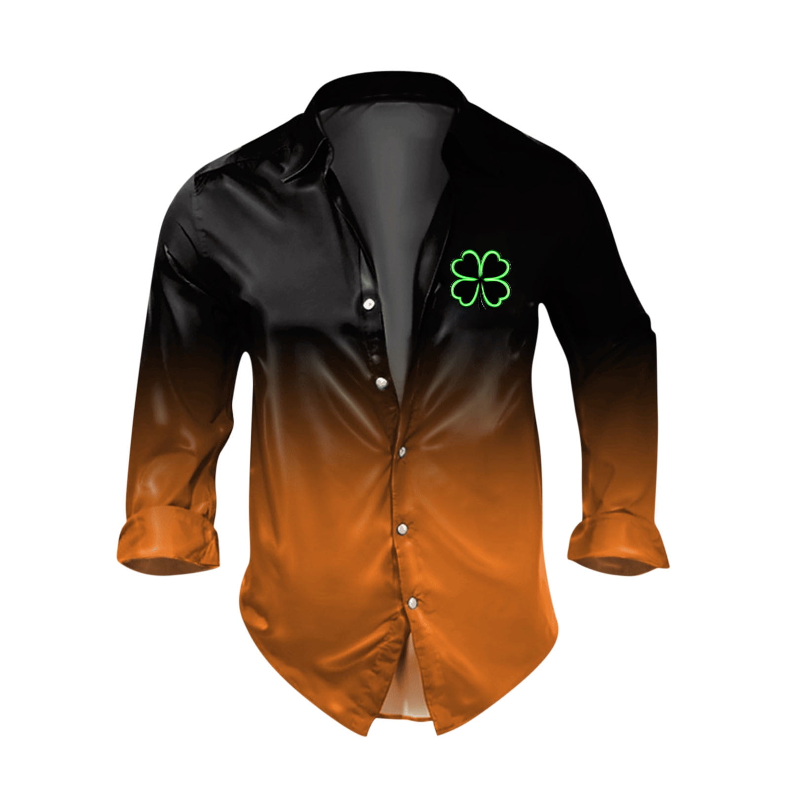 biudgviw Mens St Patrick's Day Shirt Gradient Print Long Sleeve Tops ...