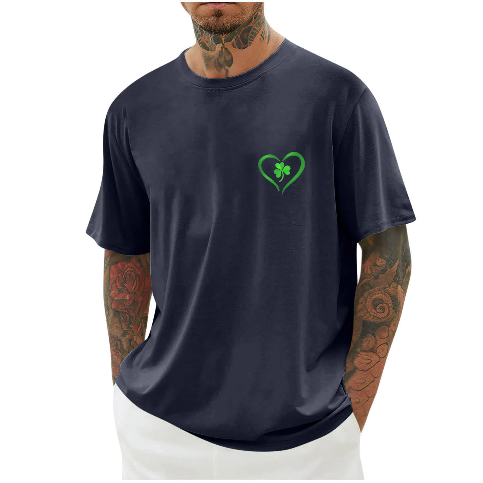 biudgviw Mens St. Patricks Day Shirts Drop Shoulder Print Workout Tops ...