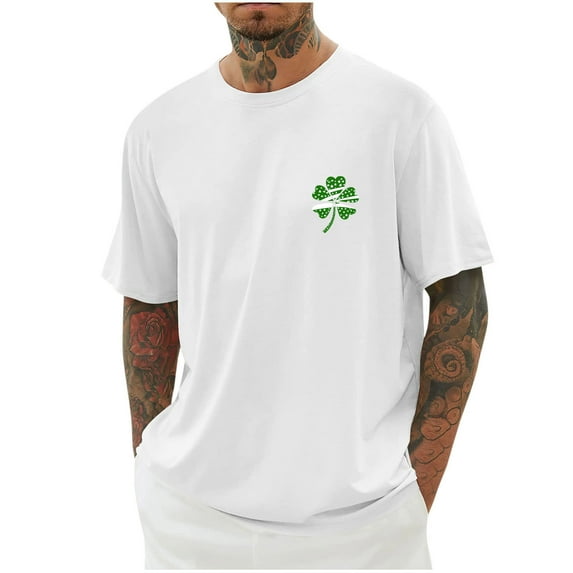 biudgviw Mens St. Patricks Day Shirts Drop Shoulder Print Workout Tops ...