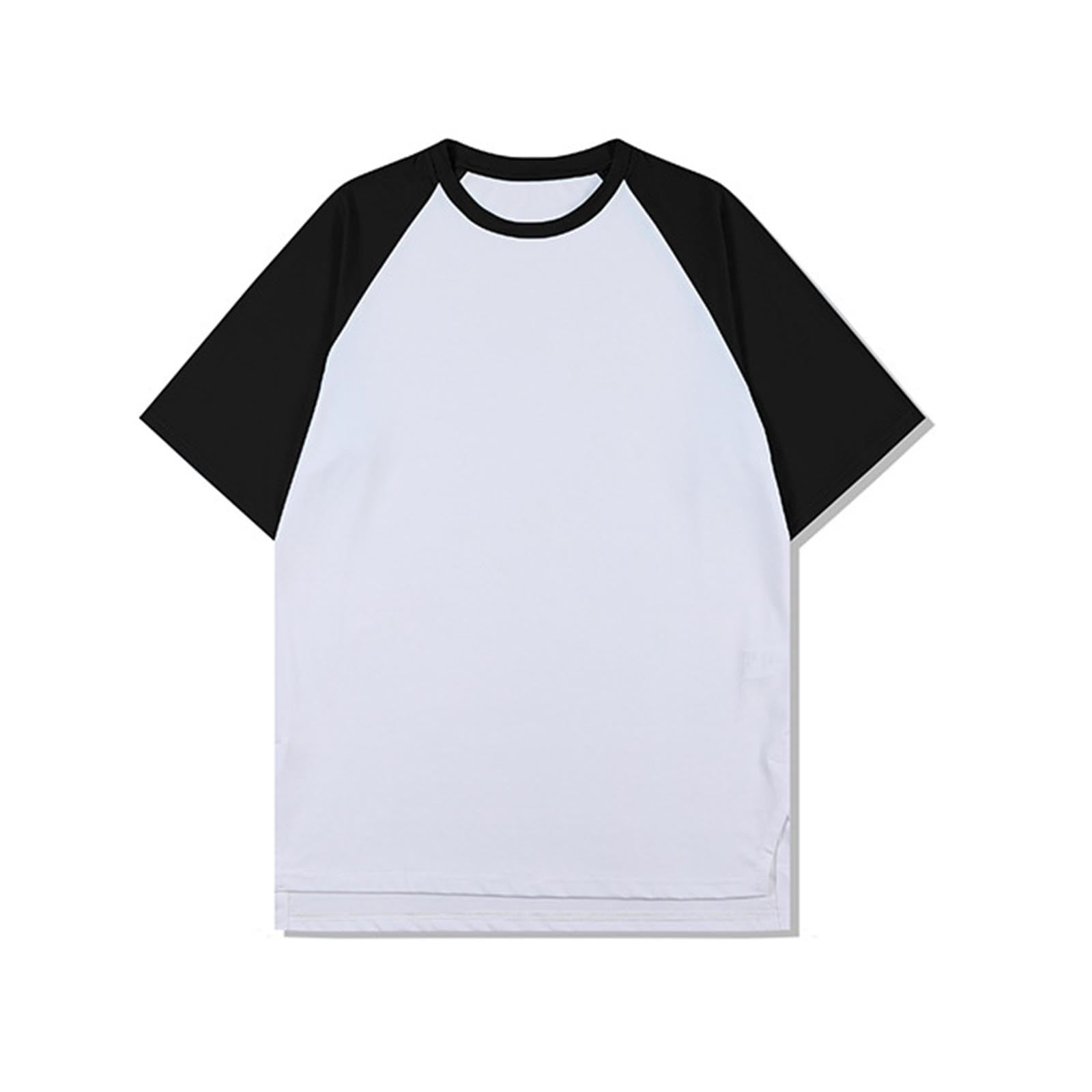 biudgviw Mens T Shirts Side Split Quick Dry Crewneck Tees Color Block ...