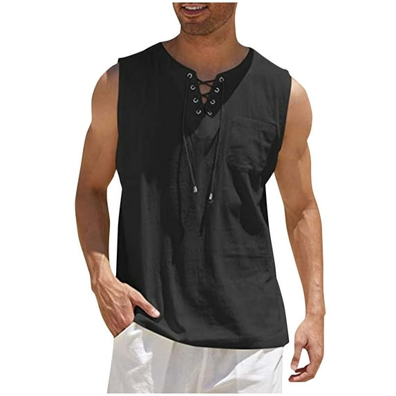 biudgviw Mens Tank Tops Cotton Linen Sleeveless Shirts Renaissance ...
