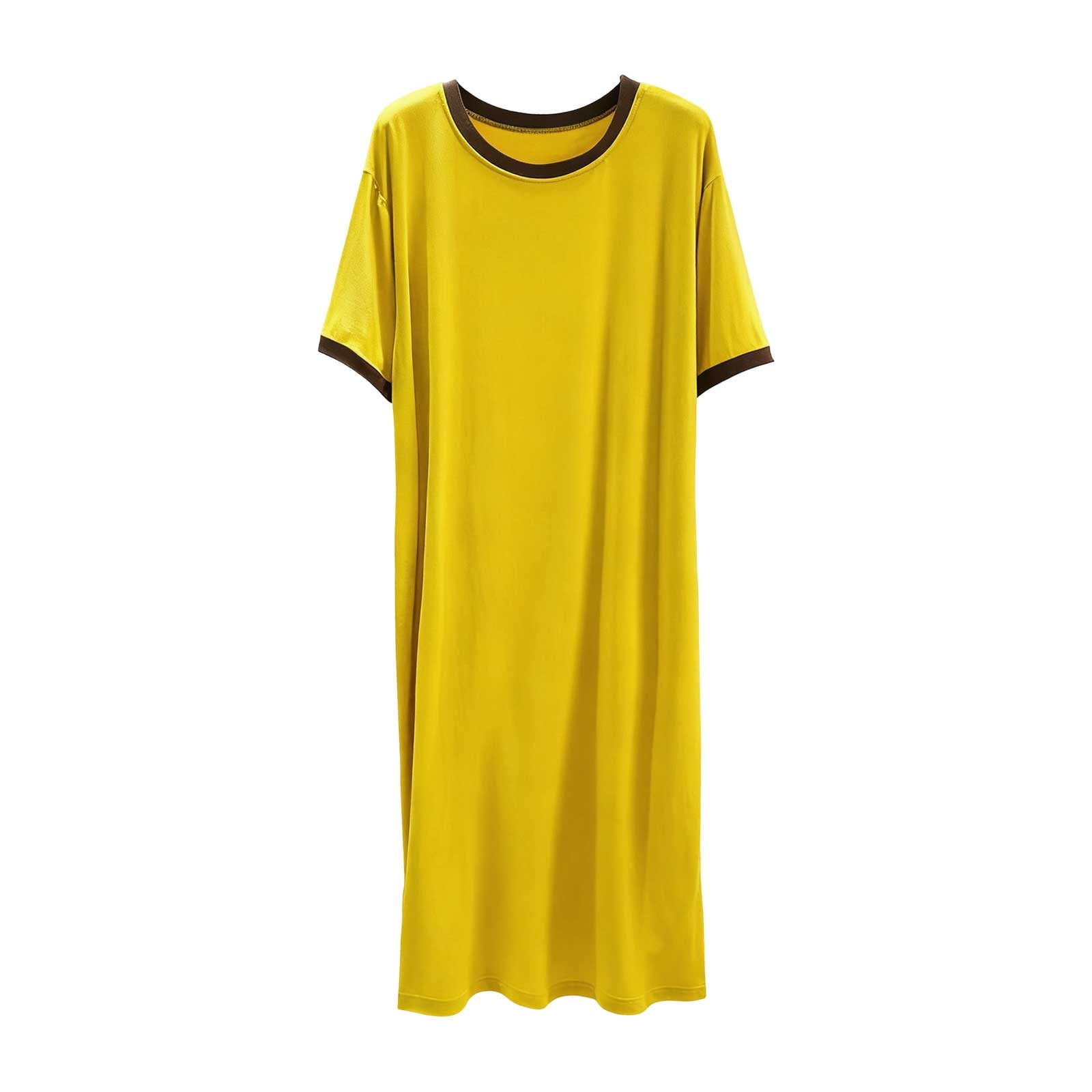 biudgviw Nightgowns for Women Short Sleeve Sleepshirts Casual Color ...