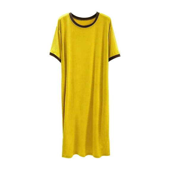 biudgviw Nightgowns for Women Short Sleeve Sleepshirts Casual Color ...