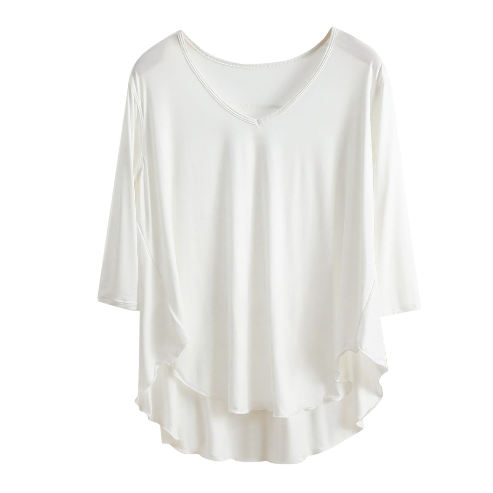 biudgviw Pajama Tops for Women V Neck 3/4 Sleeves Sleep Shirts ...