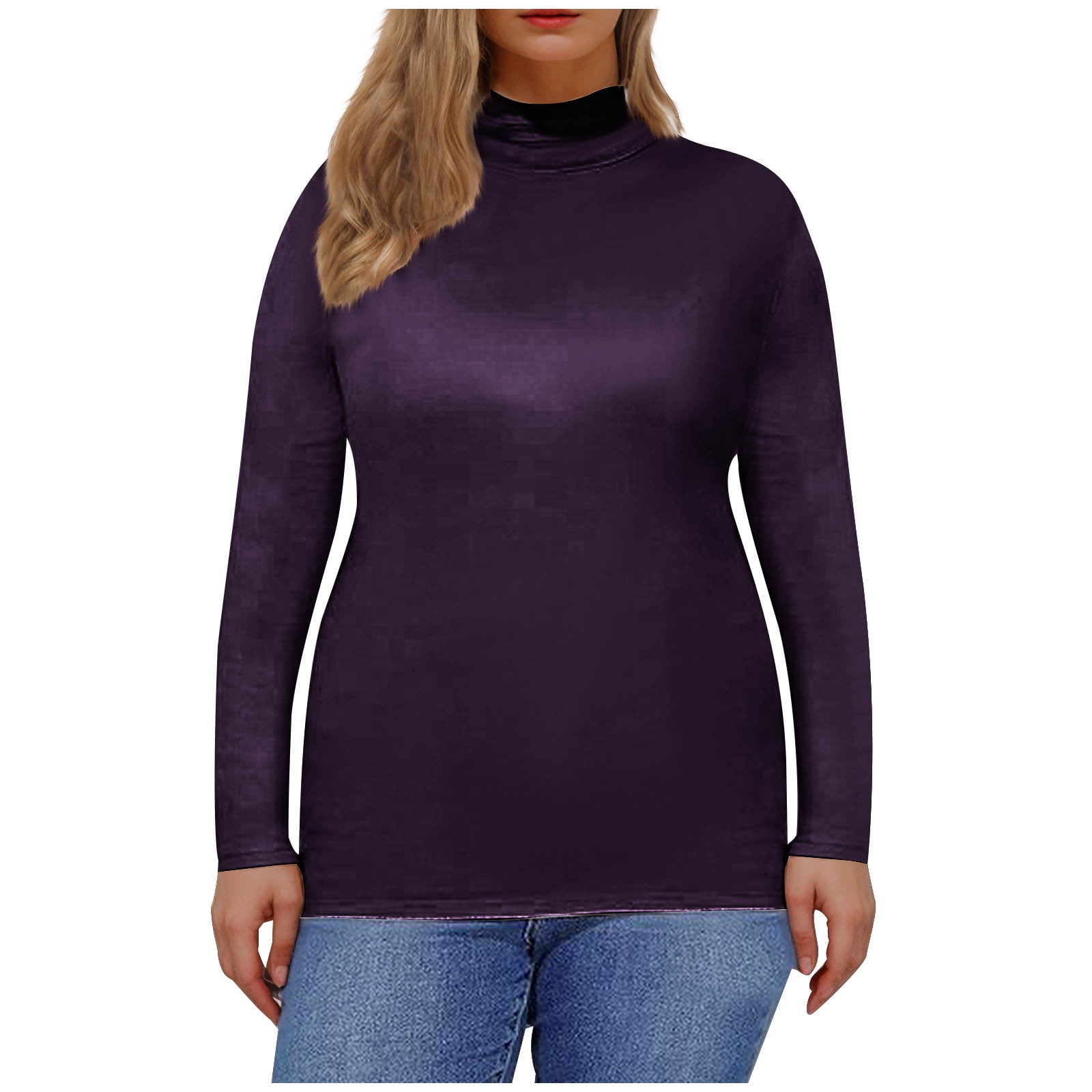 biudgviw Plus Size Base Layer for Women Long Sleeve Thermal Shirts Mock ...