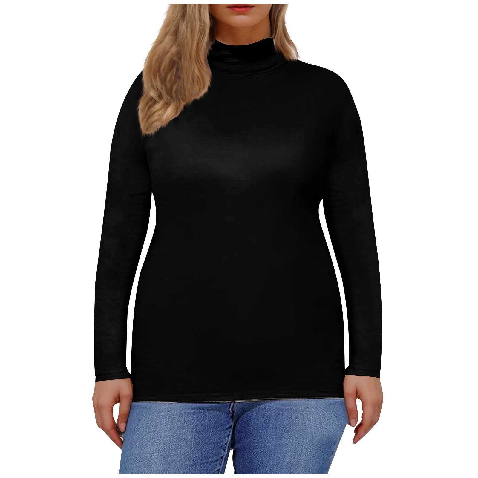 biudgviw Plus Size Base Layer for Women Long Sleeve Thermal Shirts Mock ...
