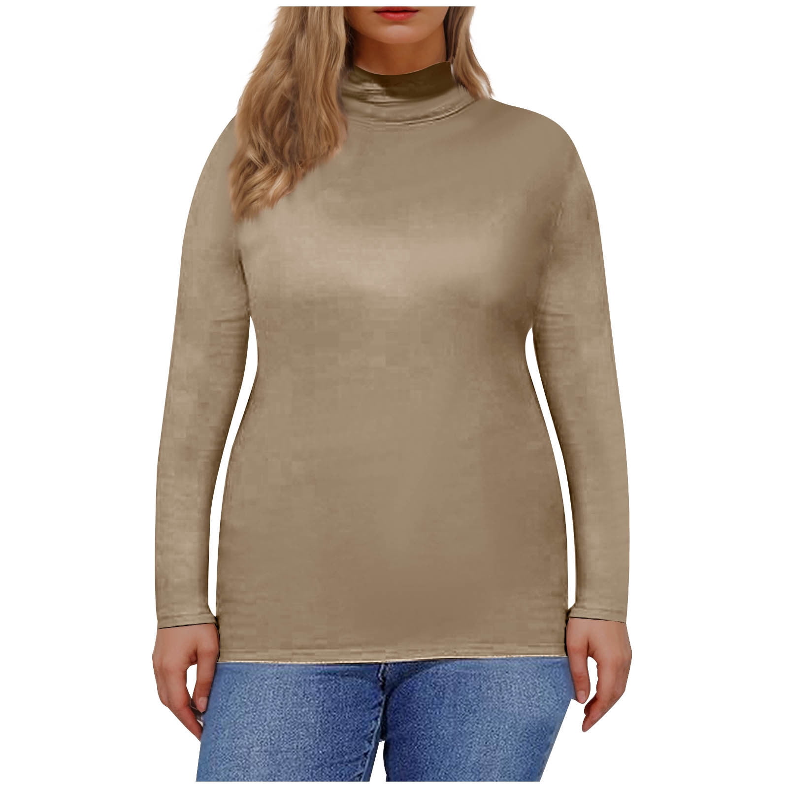 biudgviw Plus Size Base Layer for Women Long Sleeve Thermal Shirts Mock ...