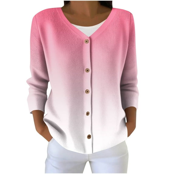biudgviw Plus Size Cardigan for Women Button Down V Neck Sweaters ...