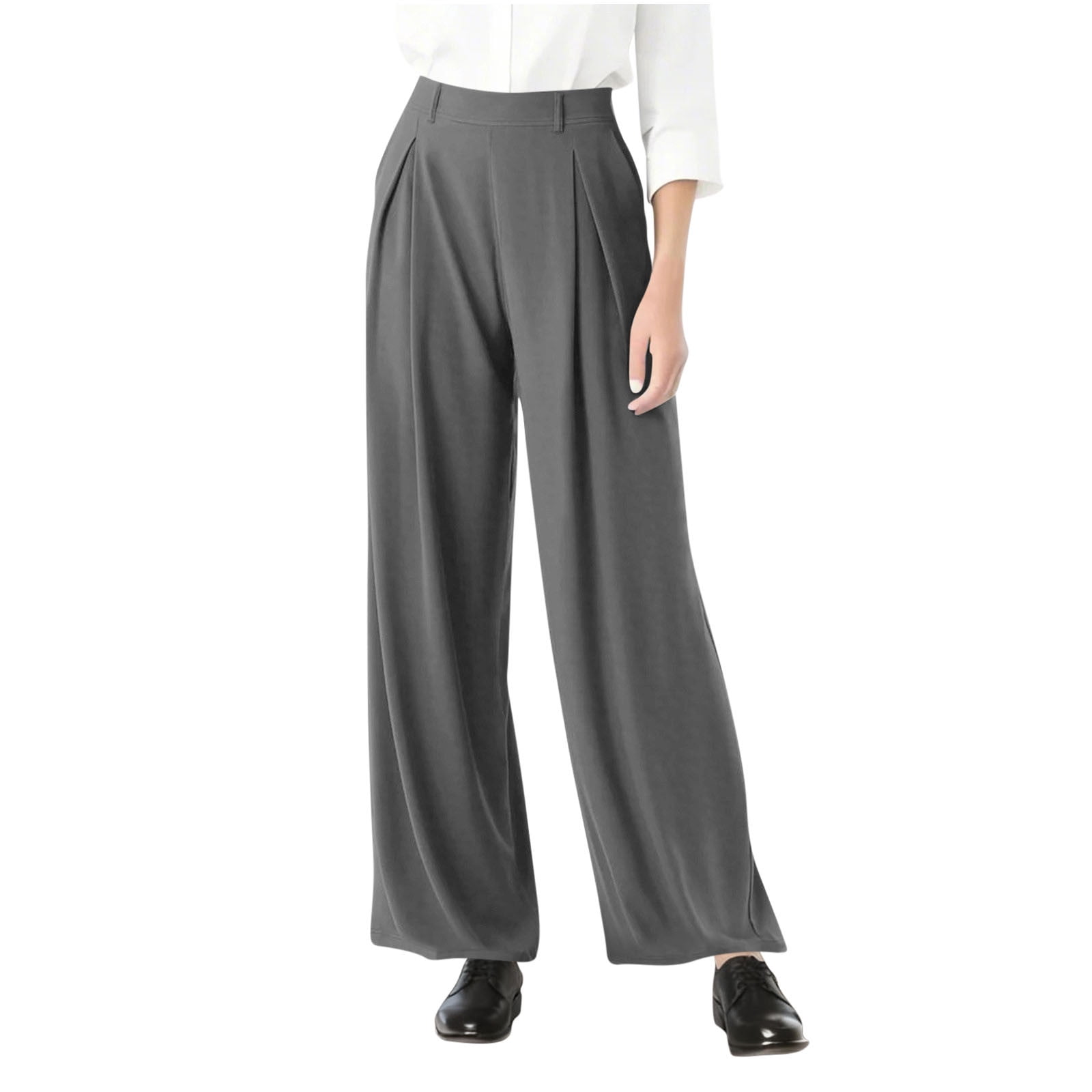 biudgviw Slacks for Women Plus Size Elastic Waist Business Casual Work ...