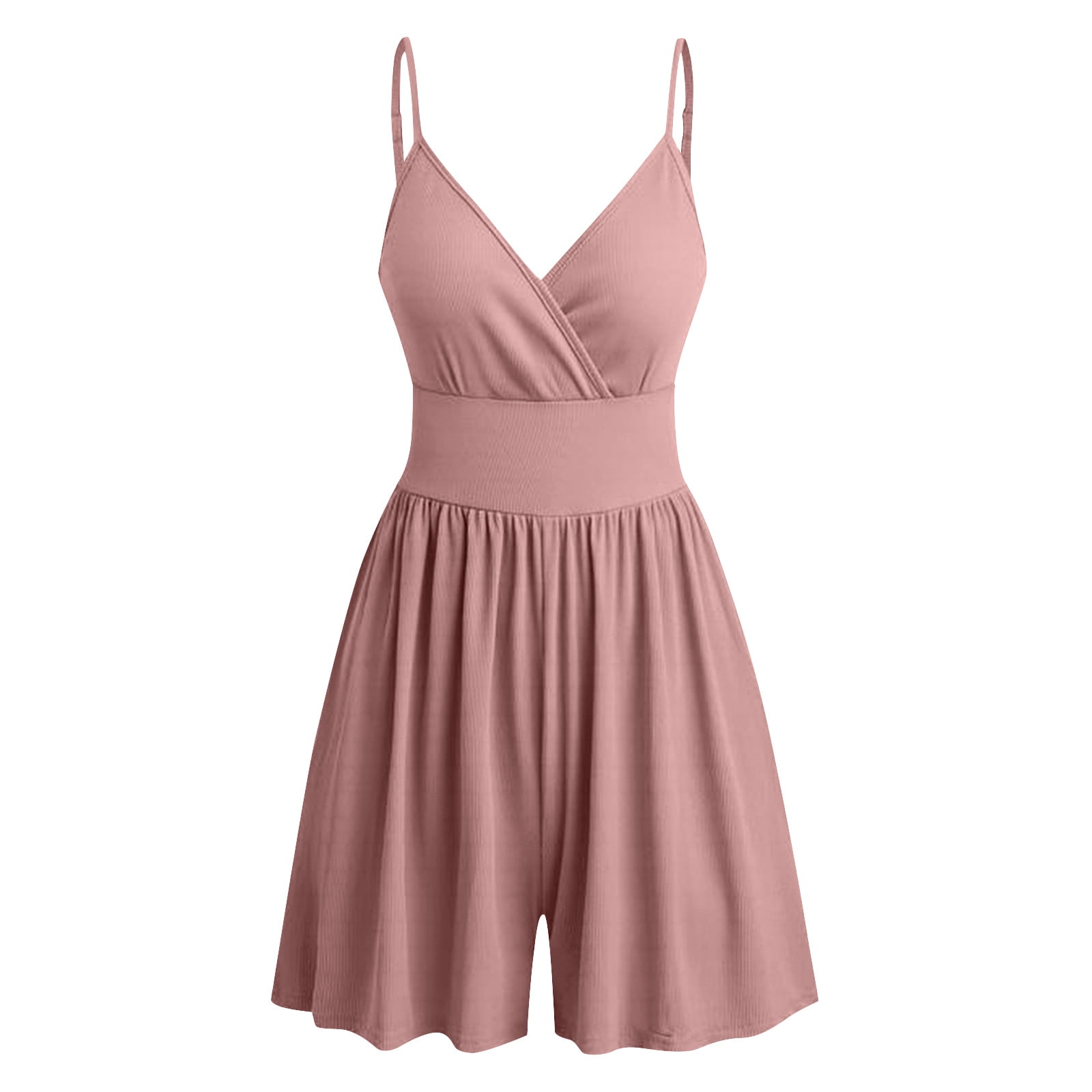 biudgviw Sleeveless Camisole Jumpsuits Shorts for Women V Neck Elastic ...