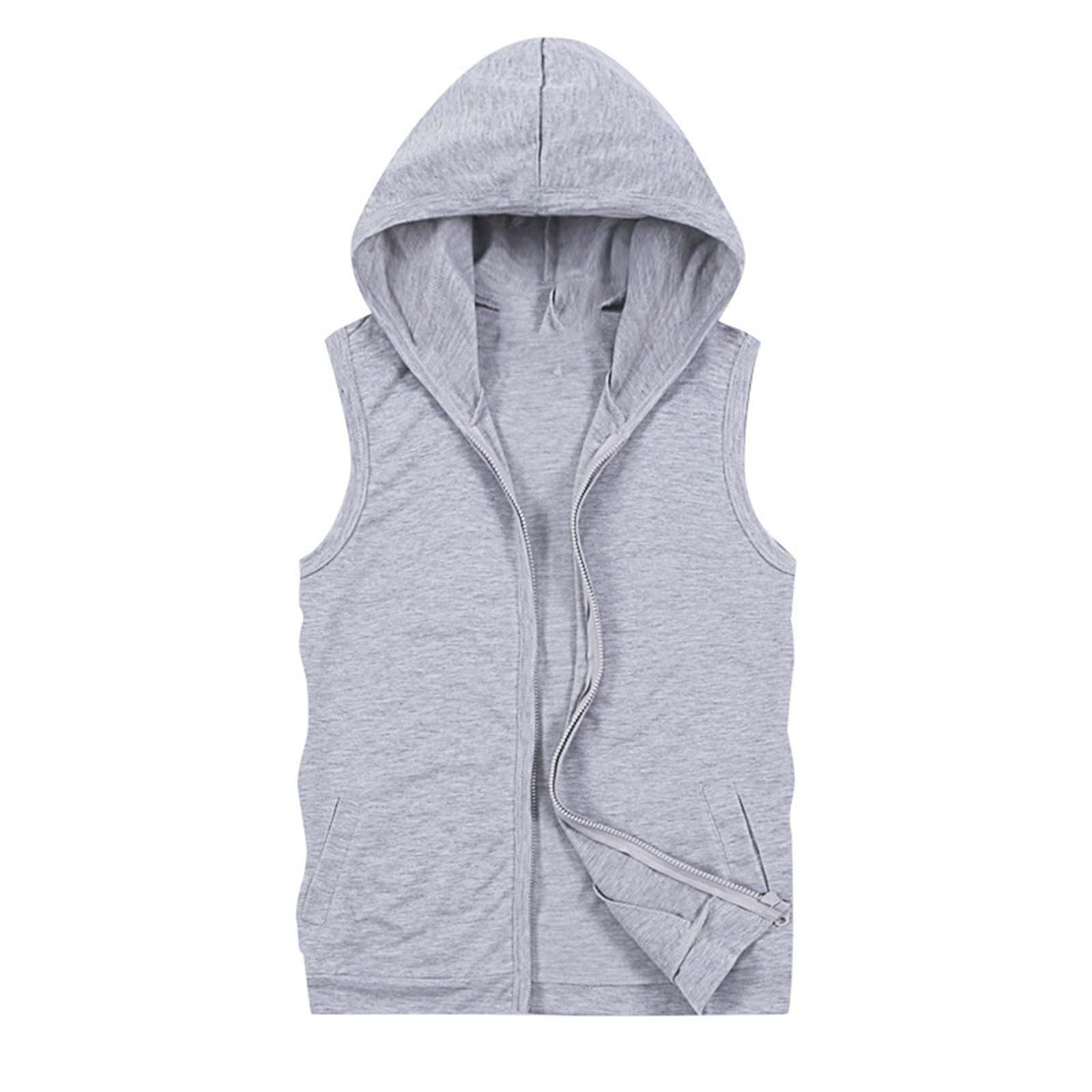 biudgviw Sleeveless Hoodies for Men Soft Cotton Zip Up Hooded Vest ...