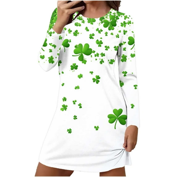 biudgviw St Patricks Day Sleep Shirts for Women Print Long Sleeve ...