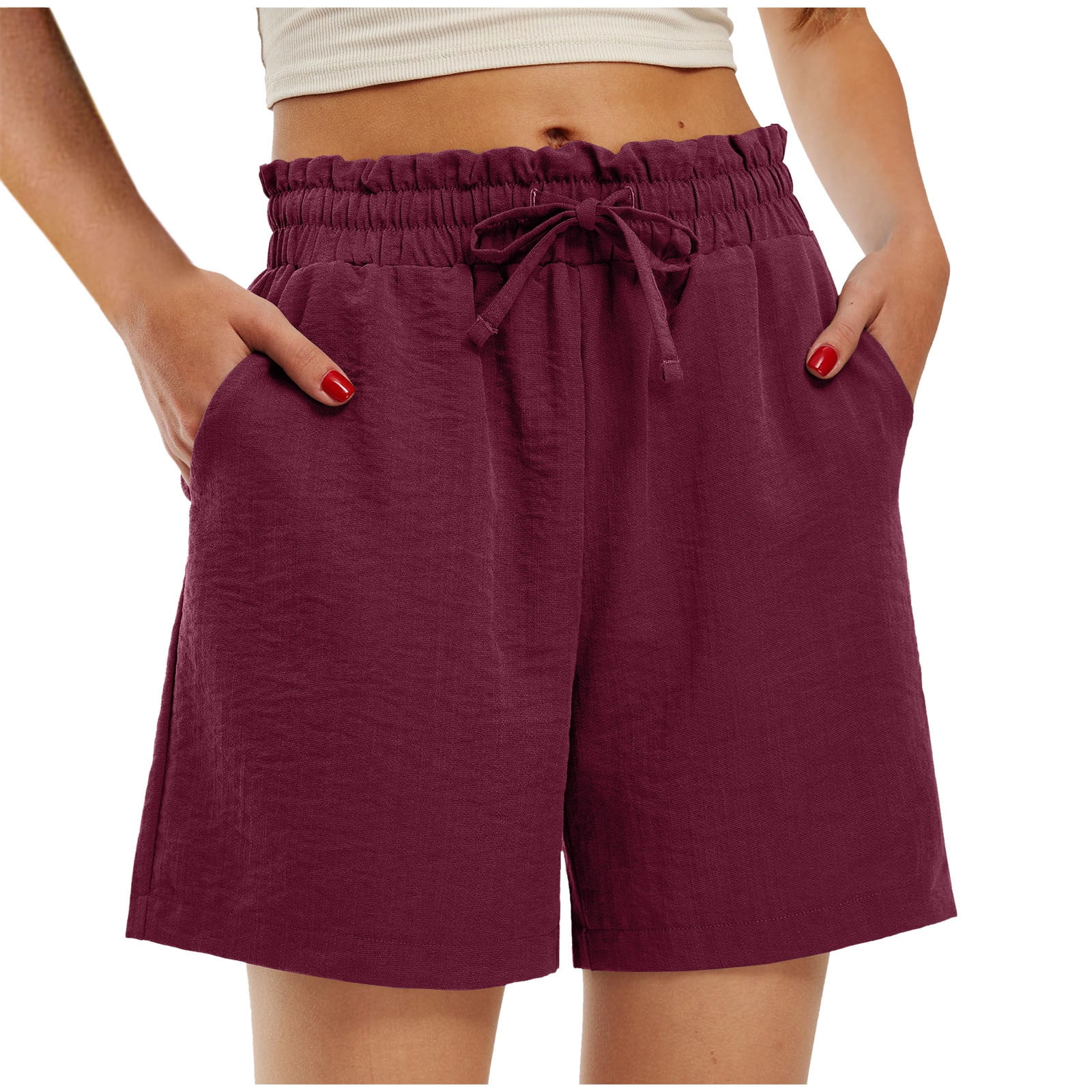 biudgviw Summer Shorts for Women Wide Leg Bermuda Shorts Drawstring ...