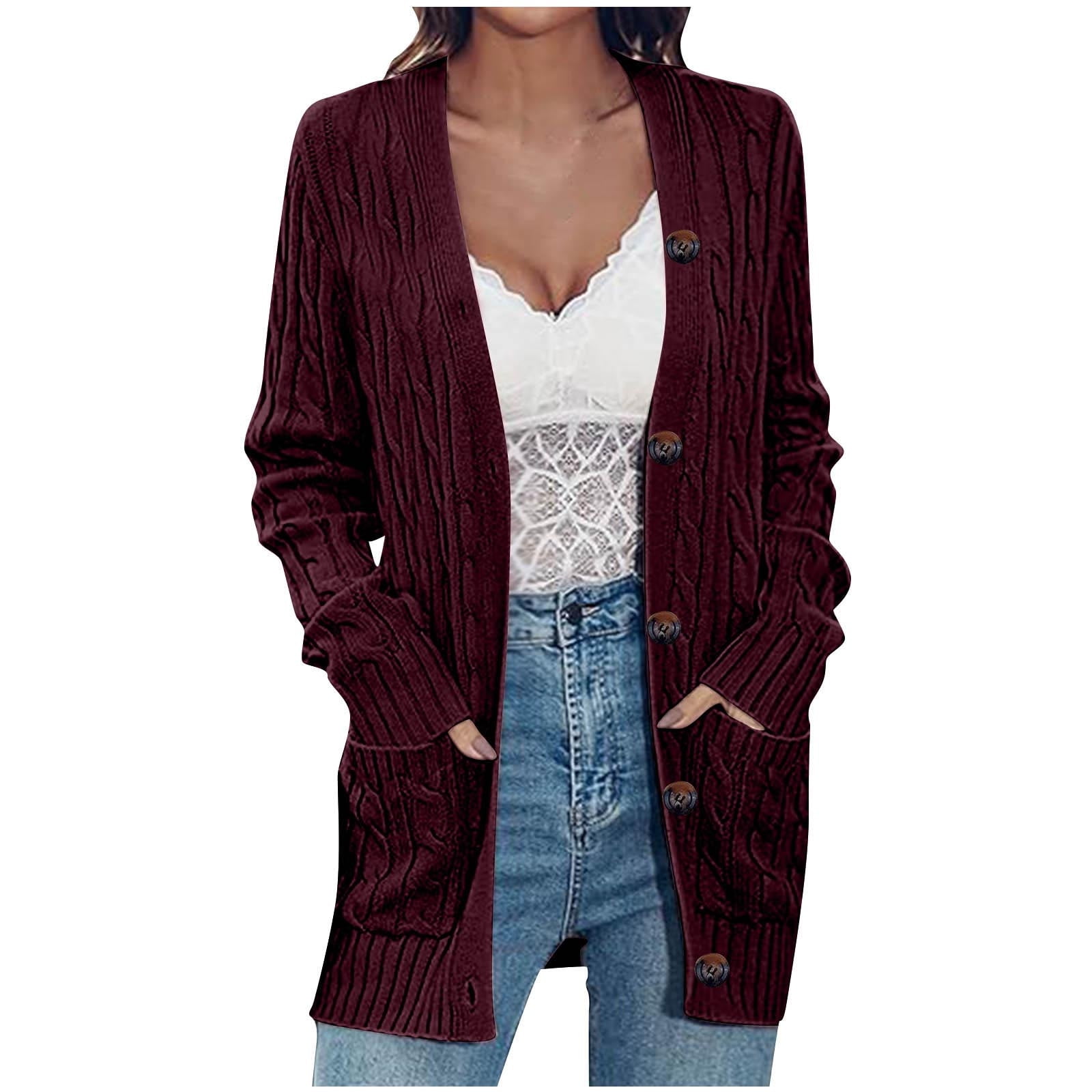 biudgviw Sweater for Women Lounge Long Sleeve Buttons down Jackets Soft ...
