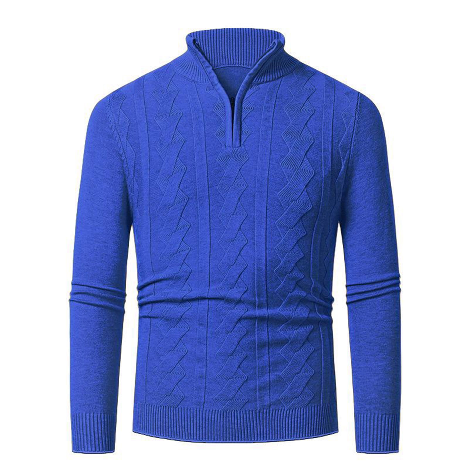 biudgviw Sweaters for Men Fashion Quarter Zip Collared Knitted Sweaters ...