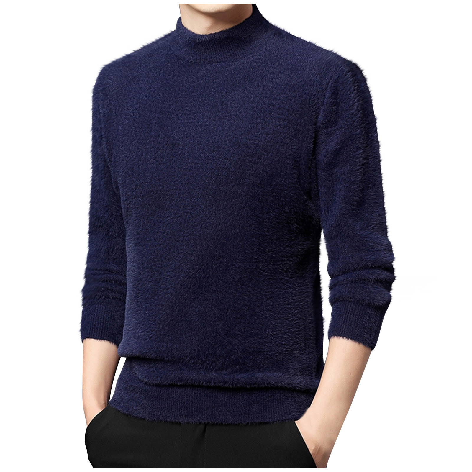 biudgviw Sweaters for Men Mock Neck Slim Casual Long Sleeve Pullover ...