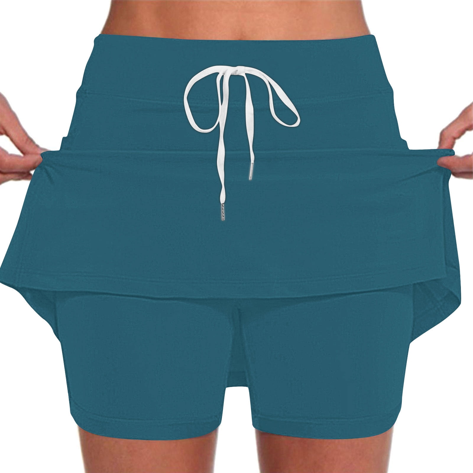 biudgviw Tennis Skirt Shorts for Women Drawstring Mid Rise Stretch ...