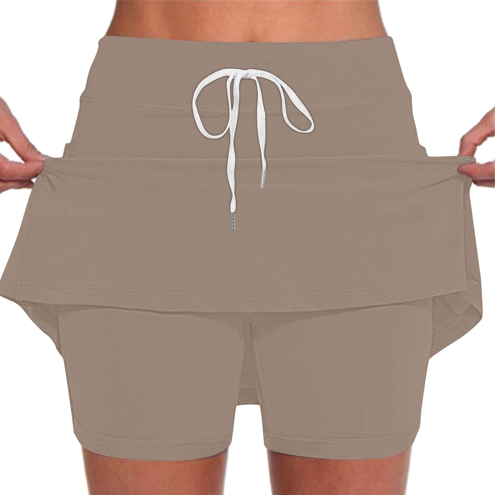 biudgviw Tennis Skirt Shorts for Women Drawstring Mid Rise Stretch ...