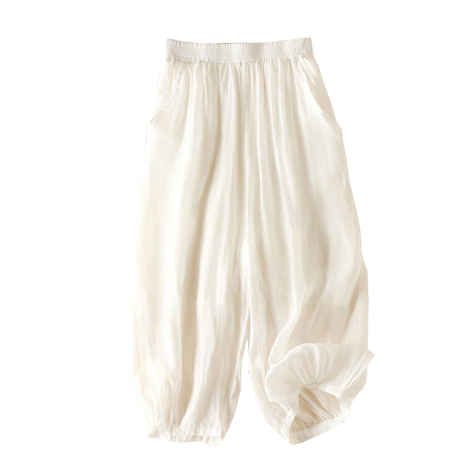 biudgviw Women's Lantern Pants Casual Loose Fit Elastic Waisted Pleated ...