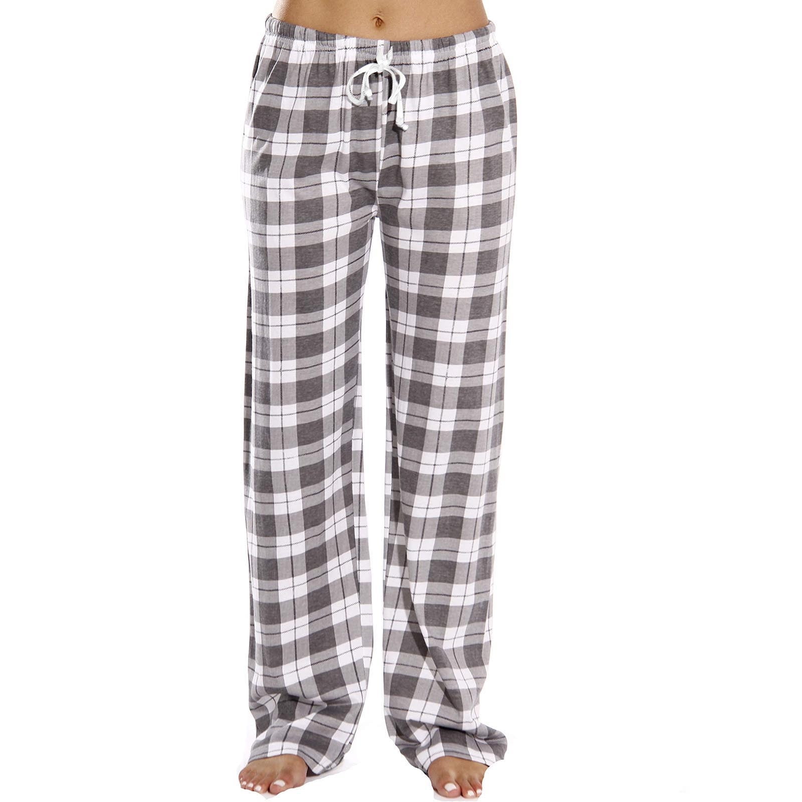 biudgviw Women's Pajama Pants Plus Size Elastic Waist Plaid Lounge ...