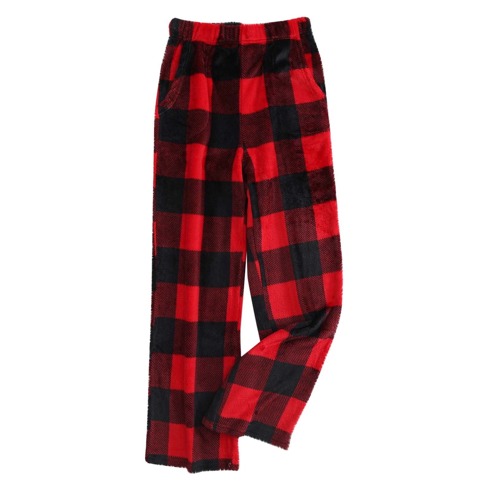 biudgviw Women's Plaid Fluffy Pajama Pants Fuzzy Fleece Comfy Lounge ...