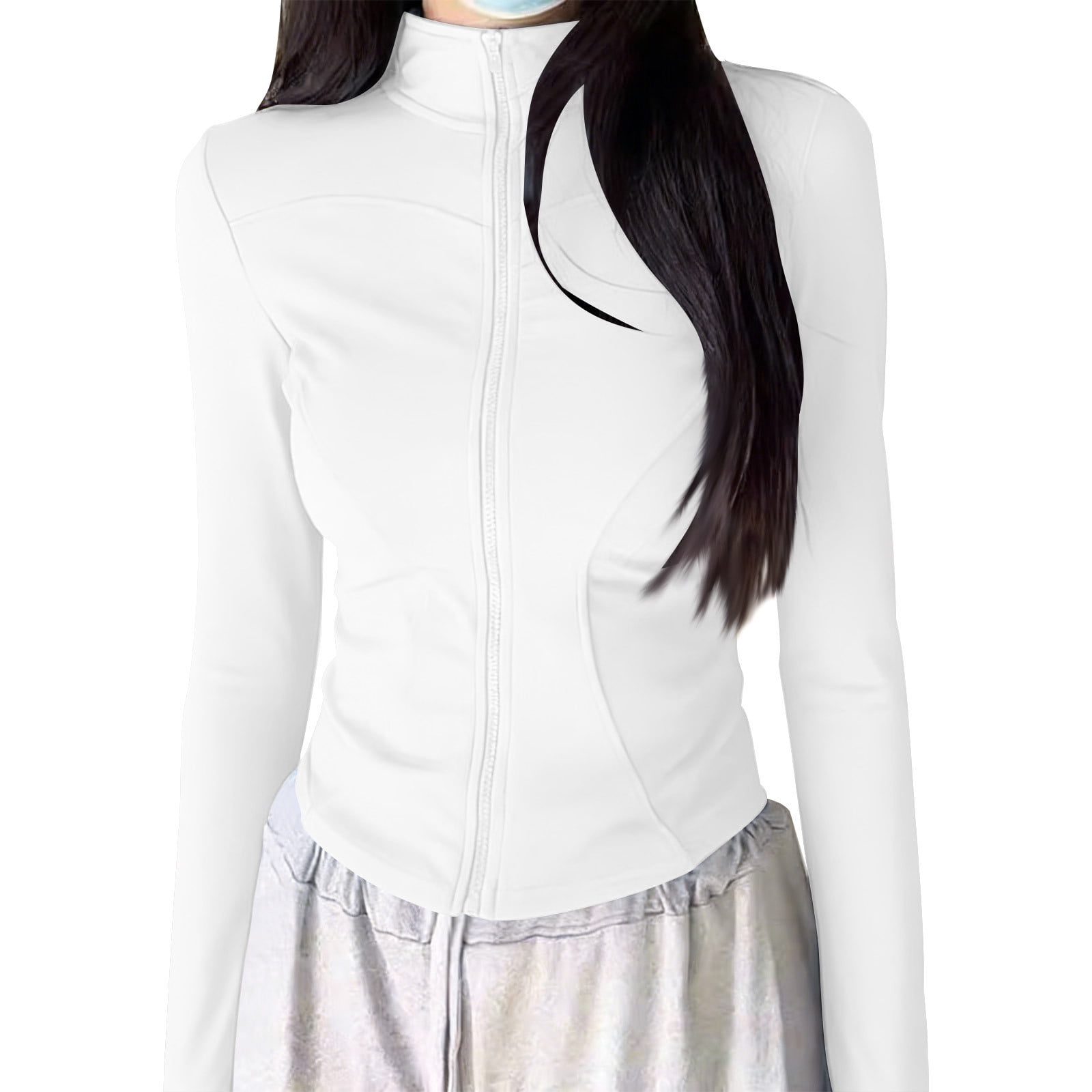biudgviw Women's Sun Protection Shirt Ice Silk Long Sleeve Zip up ...