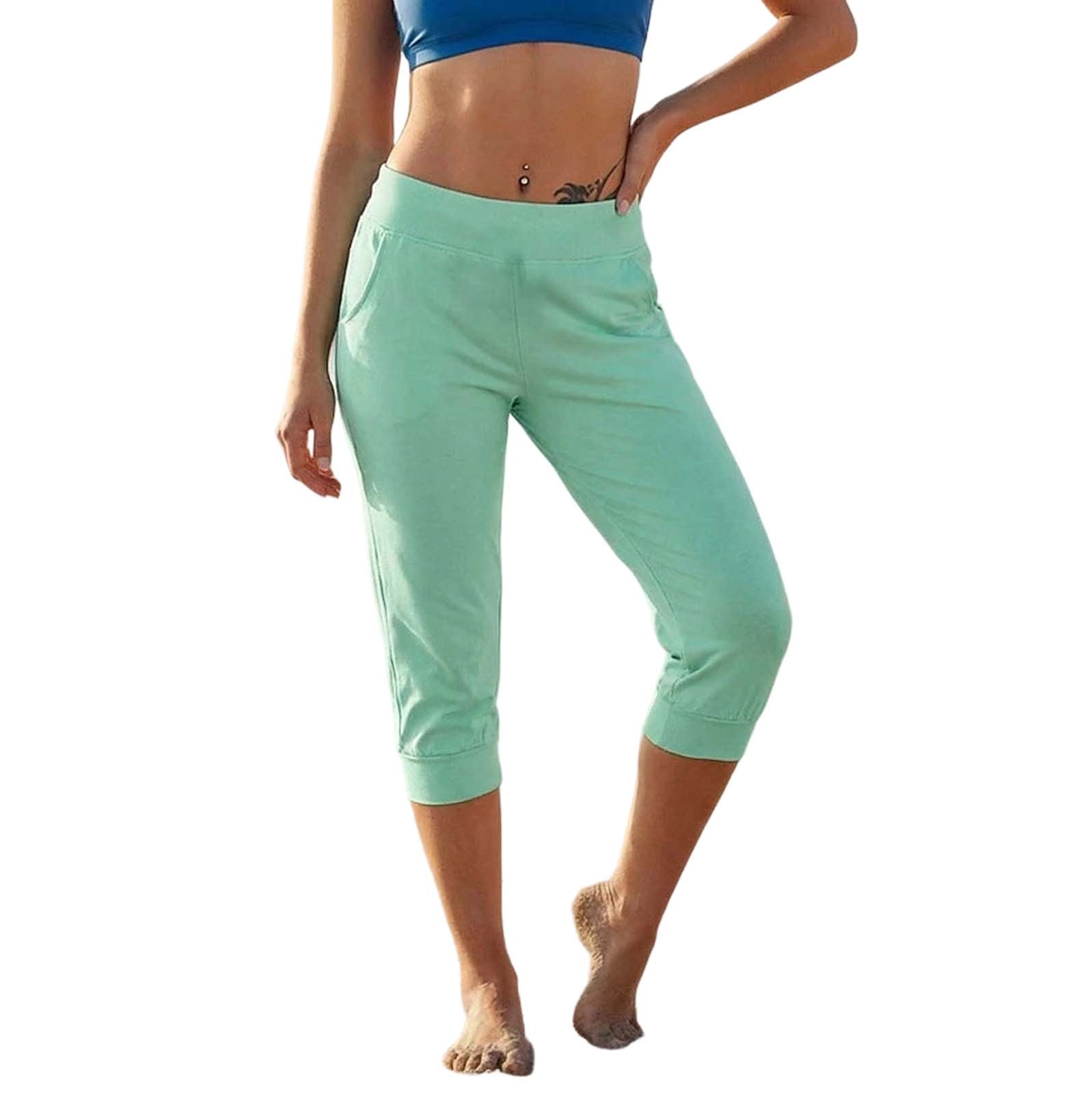 biudgviw Women's Yoga Capris Casual Workout Jogger Capri Pants ...