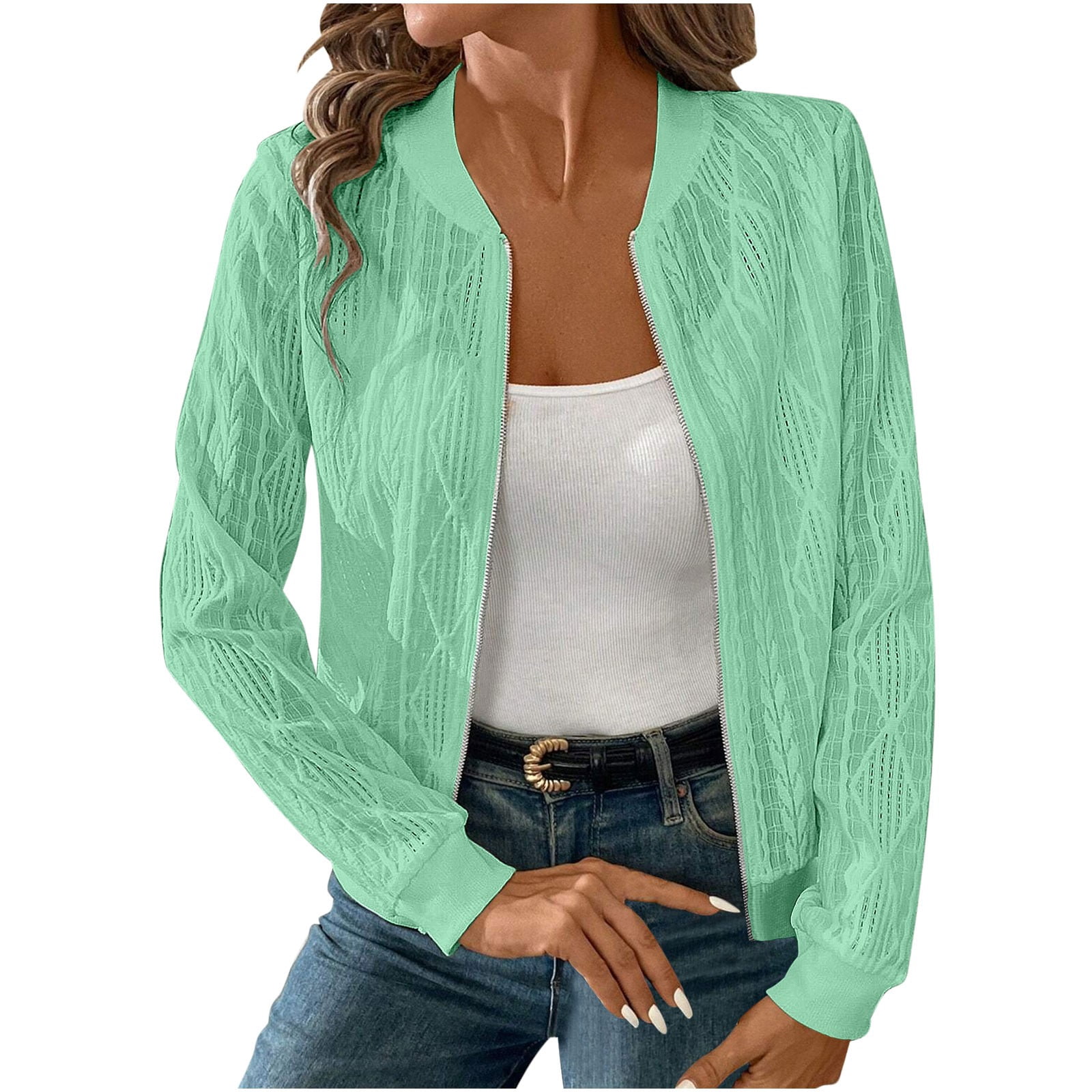 biudgviw Women's Zip Up Jacket for Fall Fashion Clothes Lightweight ...