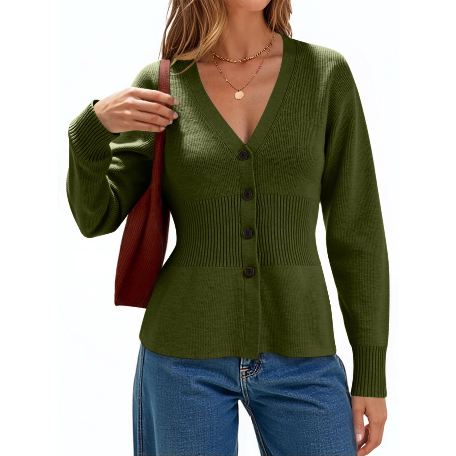 biudgviw Womens Cardigan Casual Slim Fit Long Sleeve Button Down ...