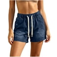 biudgviw Womens Jean Shorts Casual Drawstring Denim Shorts Elastic ...