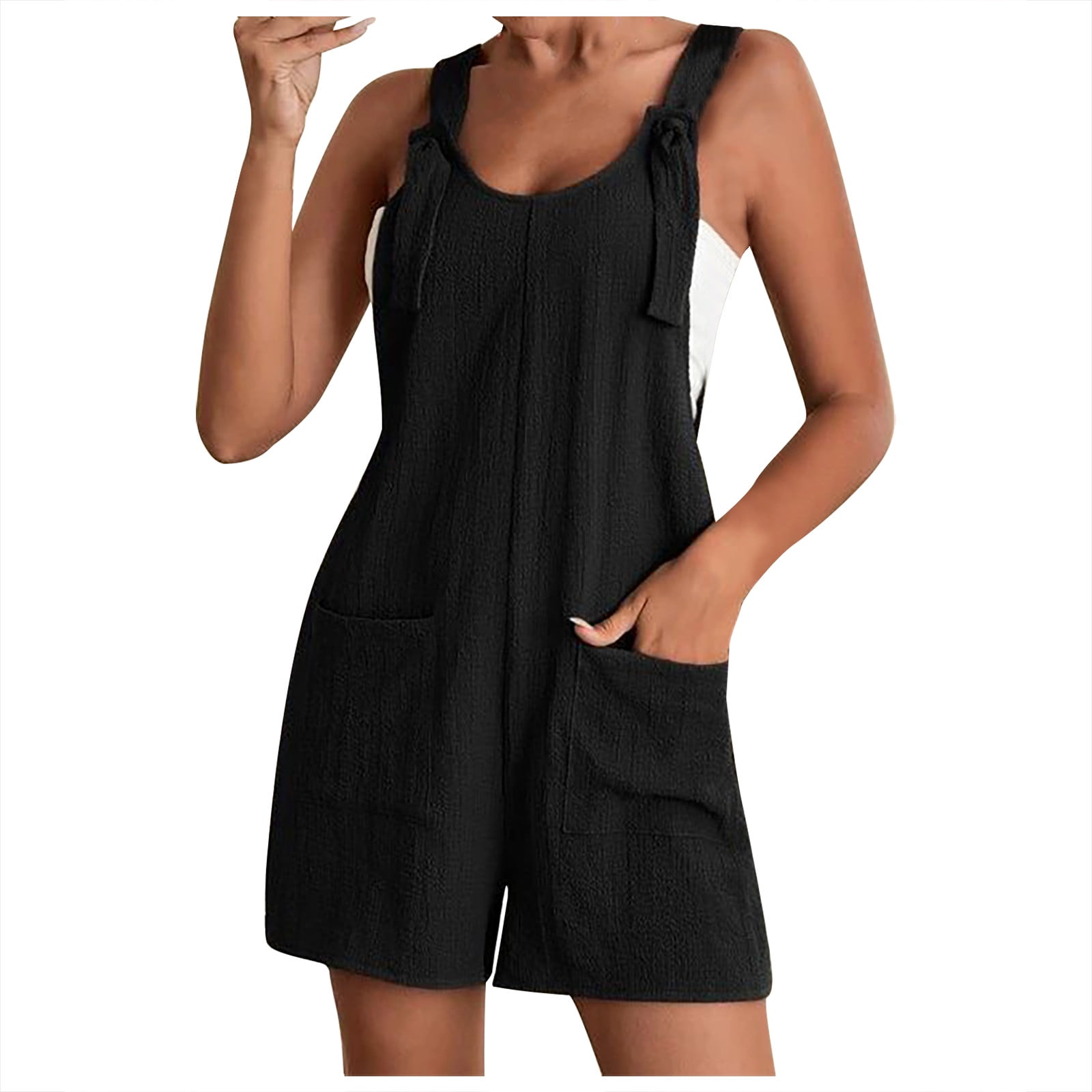 biudgviw Womens Overalls Button Adjustable Strap One Piece Bib Shortall ...