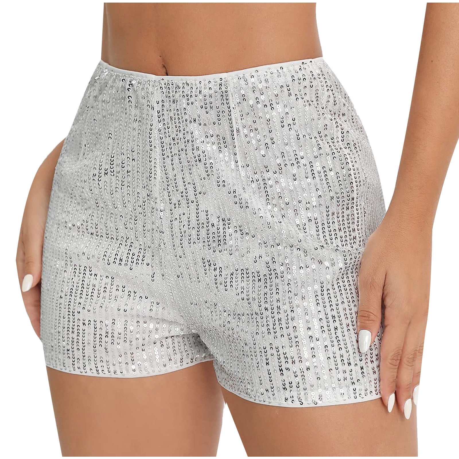 biudgviw Womens Sequin Shorts High Waisted Sparkle A-Line Trendy ...
