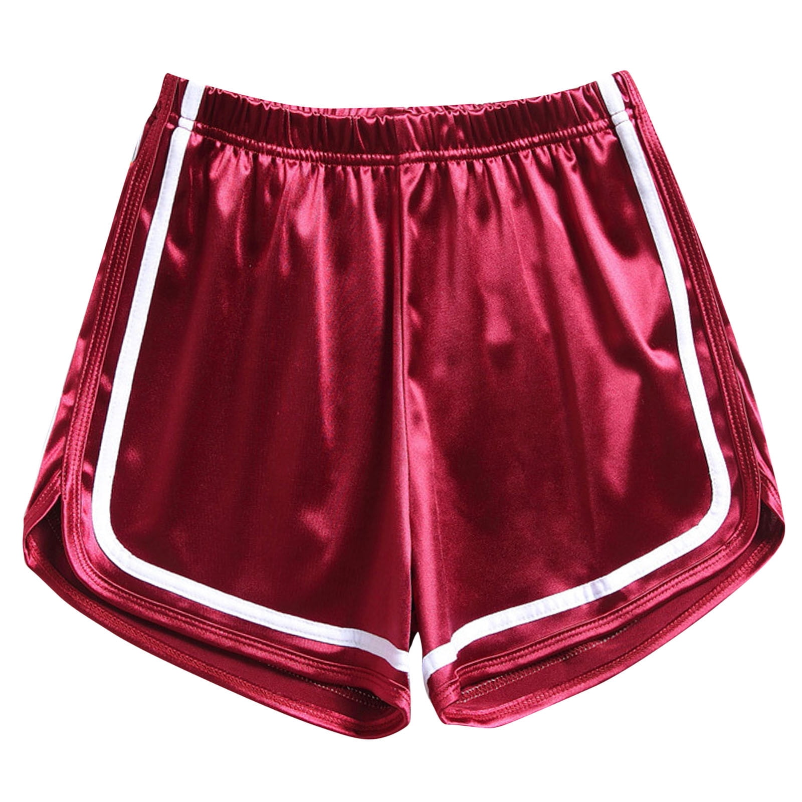 biudgviw Womens Shiny Shorts Reflective Cute Elastic High Waisted Stain ...