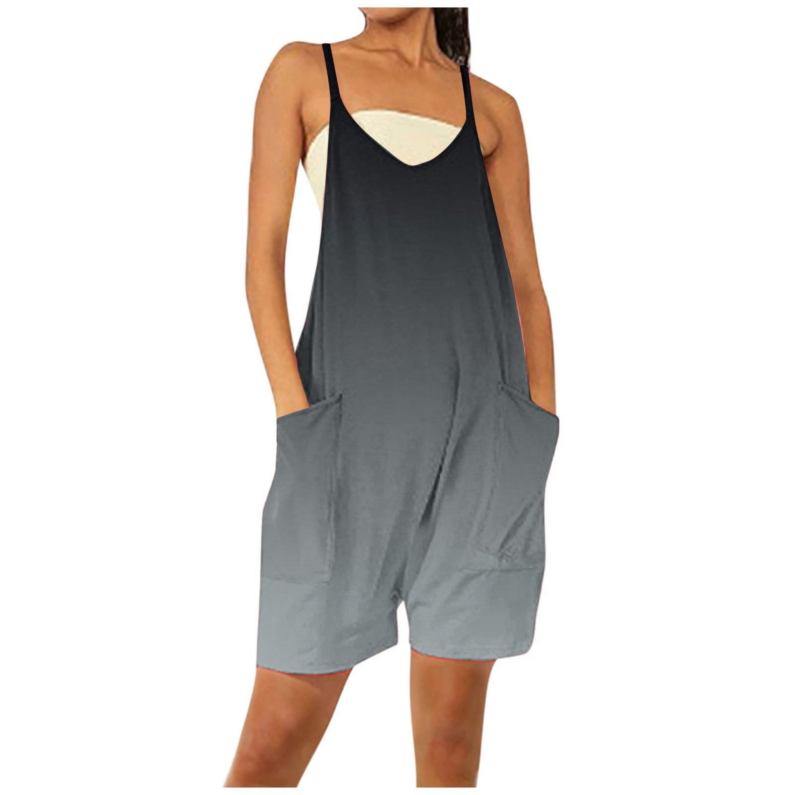 biudgviw Womens Spaghetti Strap Jumpsuits V Neck Gradient Color ...