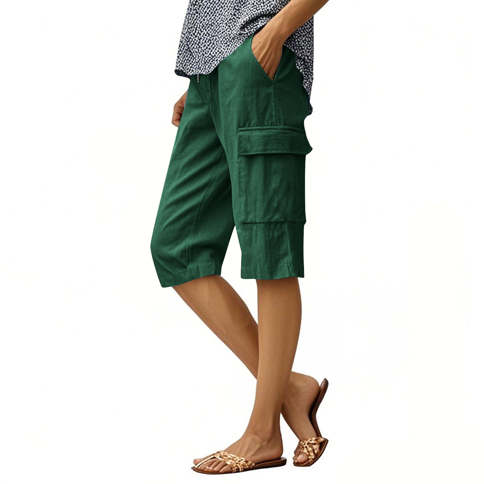 biudgviw Womens Wide Leg Cargo Pants Outdoor Hiking Capri Pants Cotton ...
