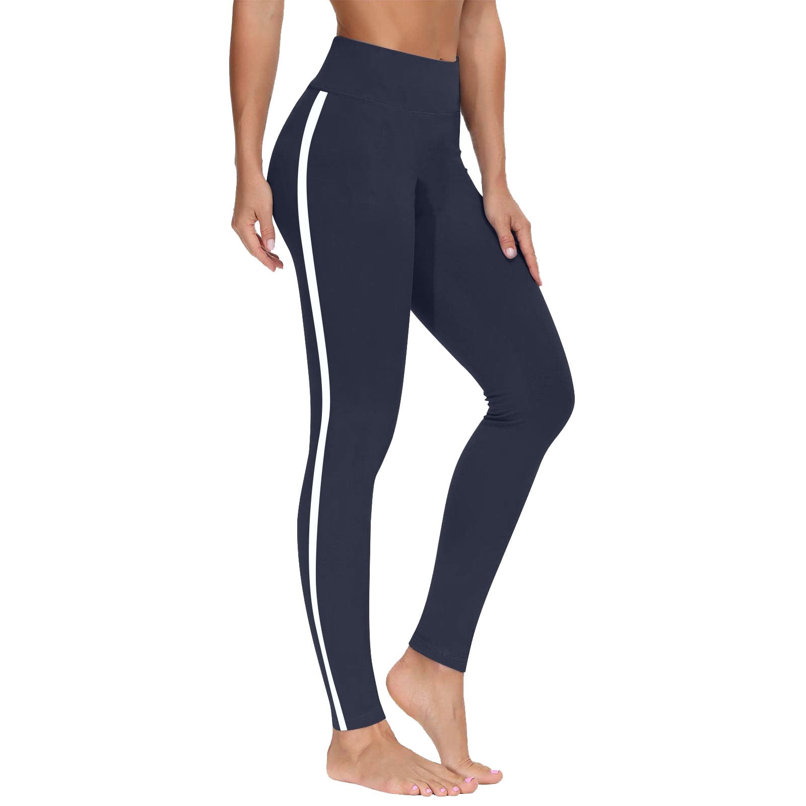 biudgviw Womens Yoga Leggings Side Striped High Waisted Workout Pants ...