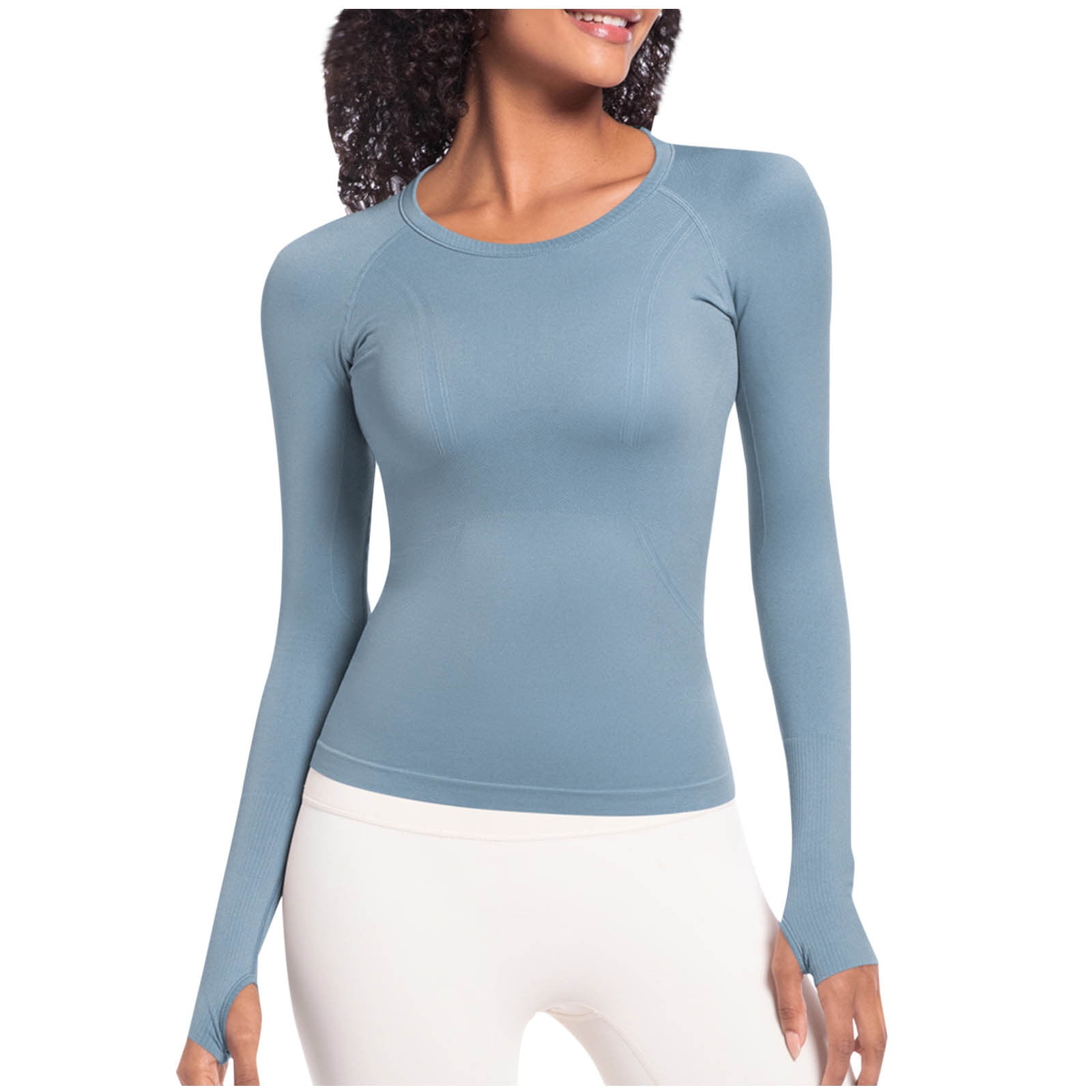 biudgviw Workout Shirts for Women Crew Neck Breathable Running Tops ...