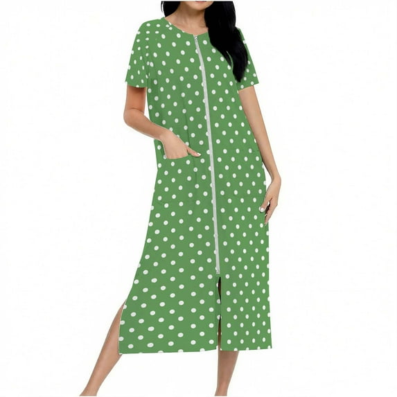 biudgviw Zipper Robes for Women Printted Graphic Short Sleeve ...