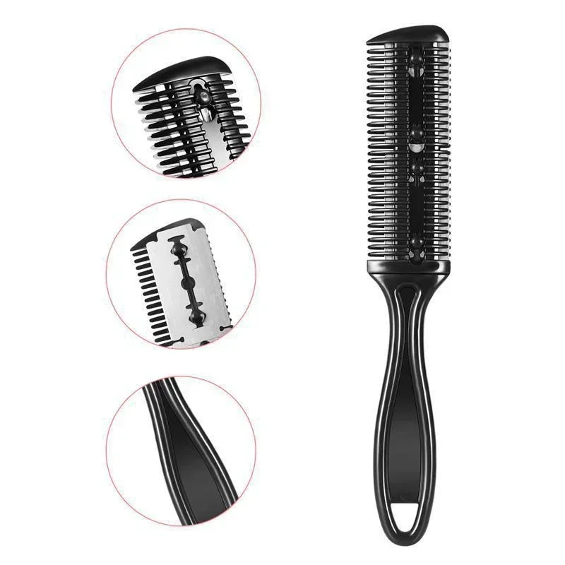 black 1pc Hair Cutting Comb Hair Brushes with Razor Blades Hair Trimmer ...