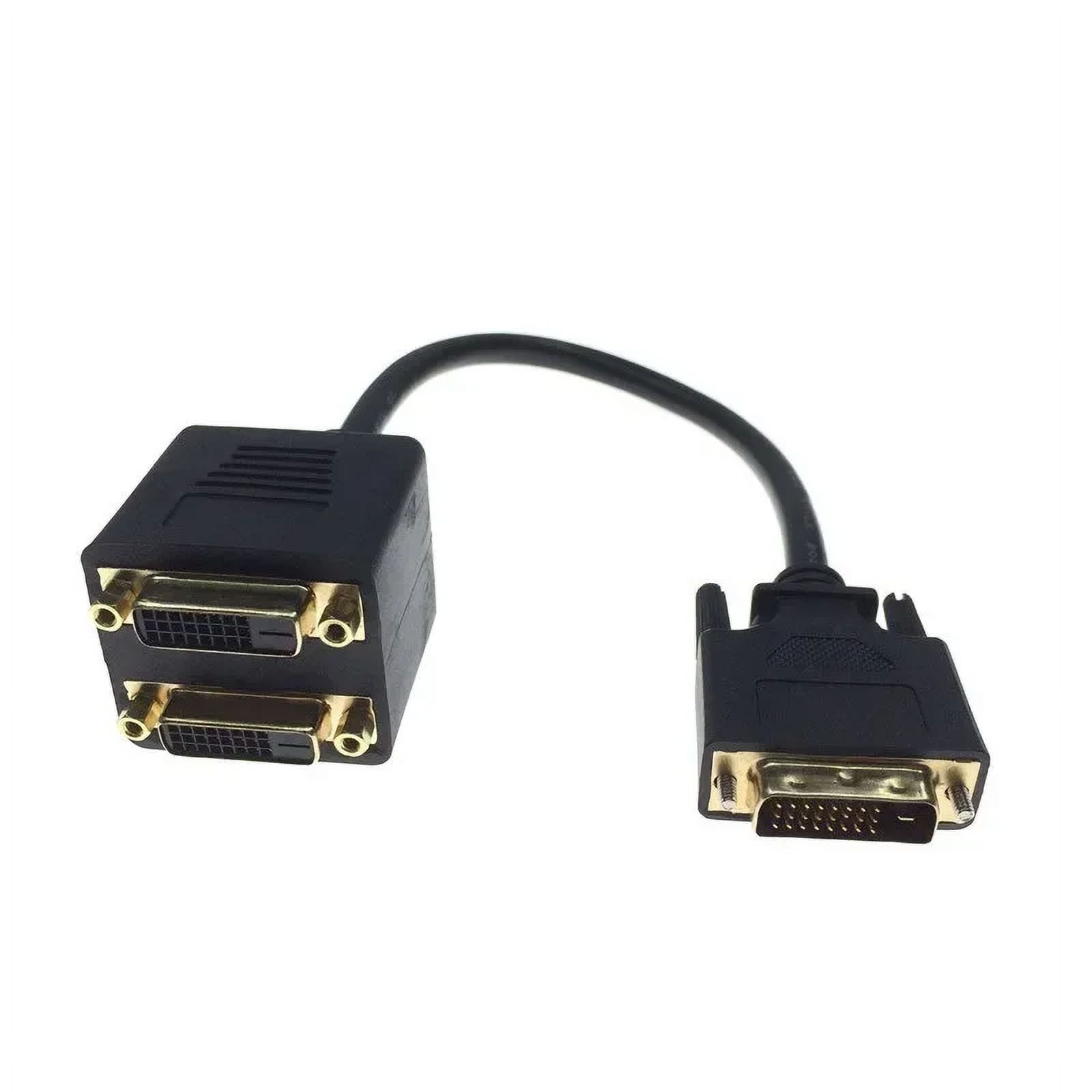 black 1x2 DVI Splitter Adapter Cable 1-DVI Male To DVI24+1 Female 24K ...