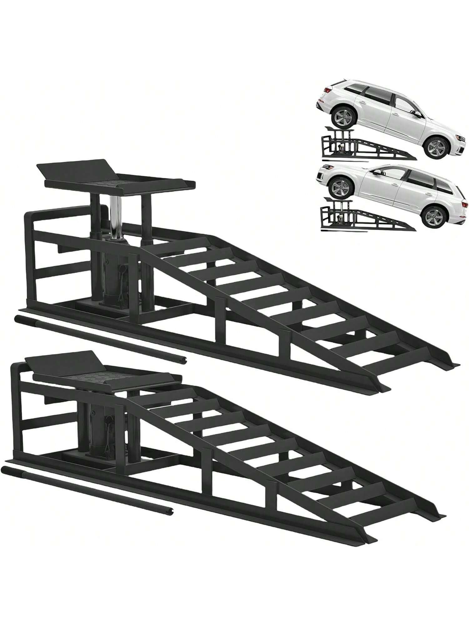 black- 2 Pack Car Ramps, Heavy Duty 5T 11000lbs Steel Automotive ...