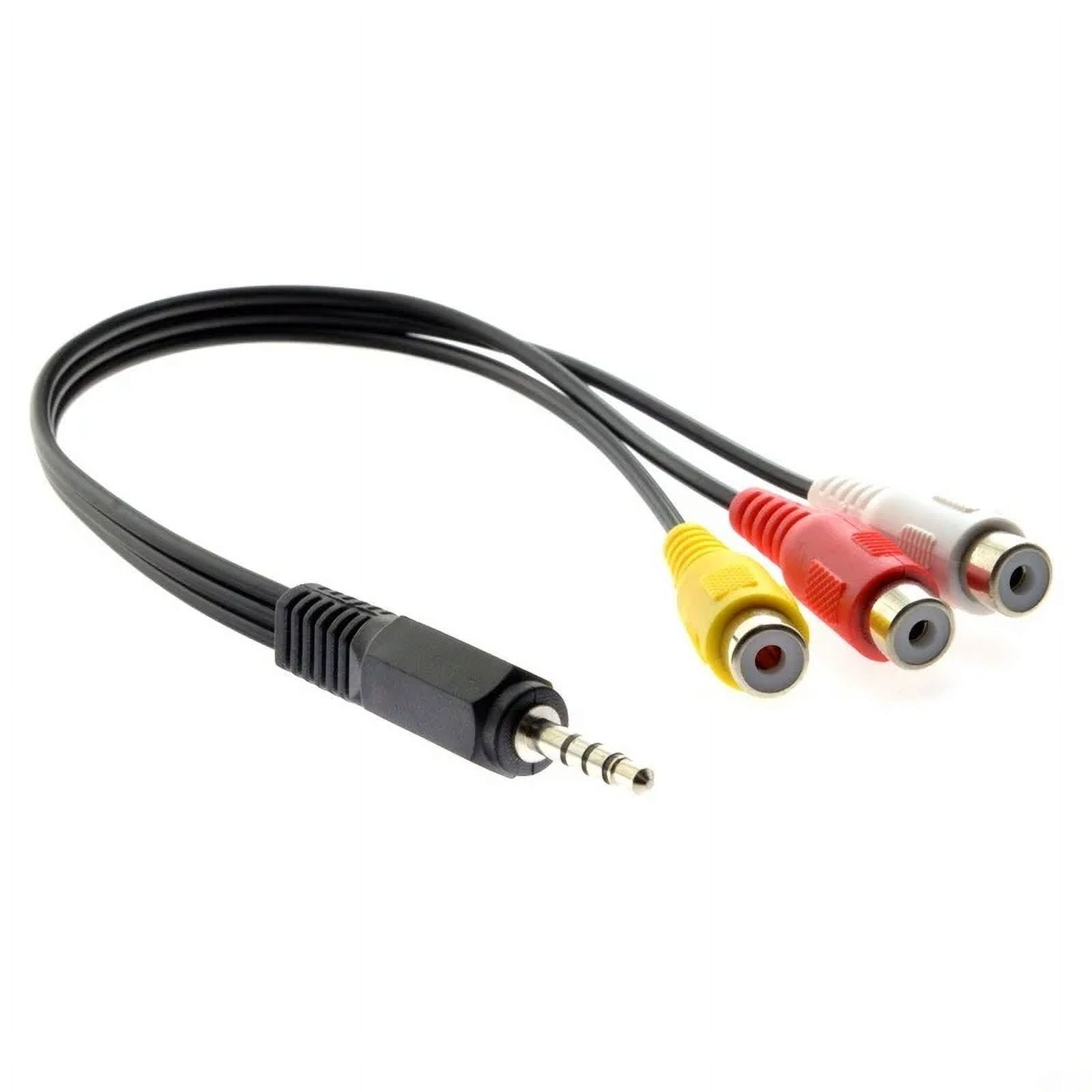 black 25cm 3RCA Female M/F Audio Video Cable Stereo Adapter 3.5mm Aux ...