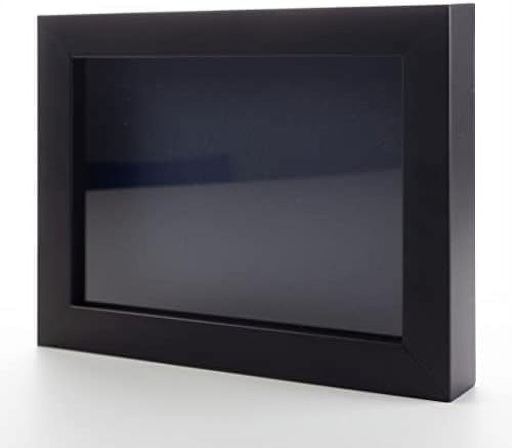 black 8x12 wood box picture frame with navy acid-free backing uv ...