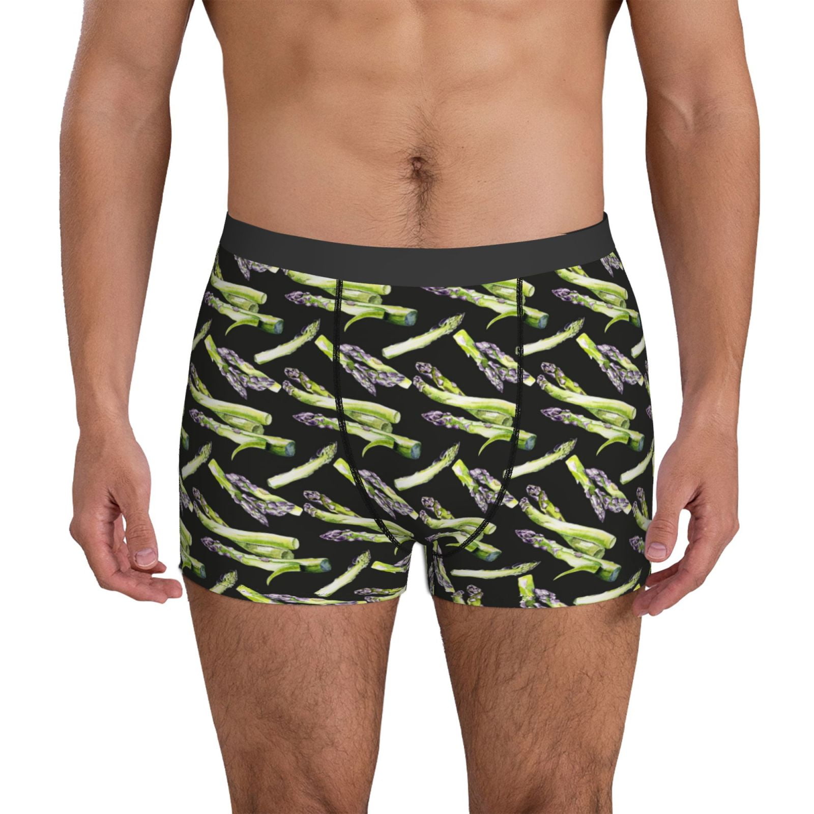 black Asparagus Print Mens Underwear Boxer Briefs, Comfort Breathable ...